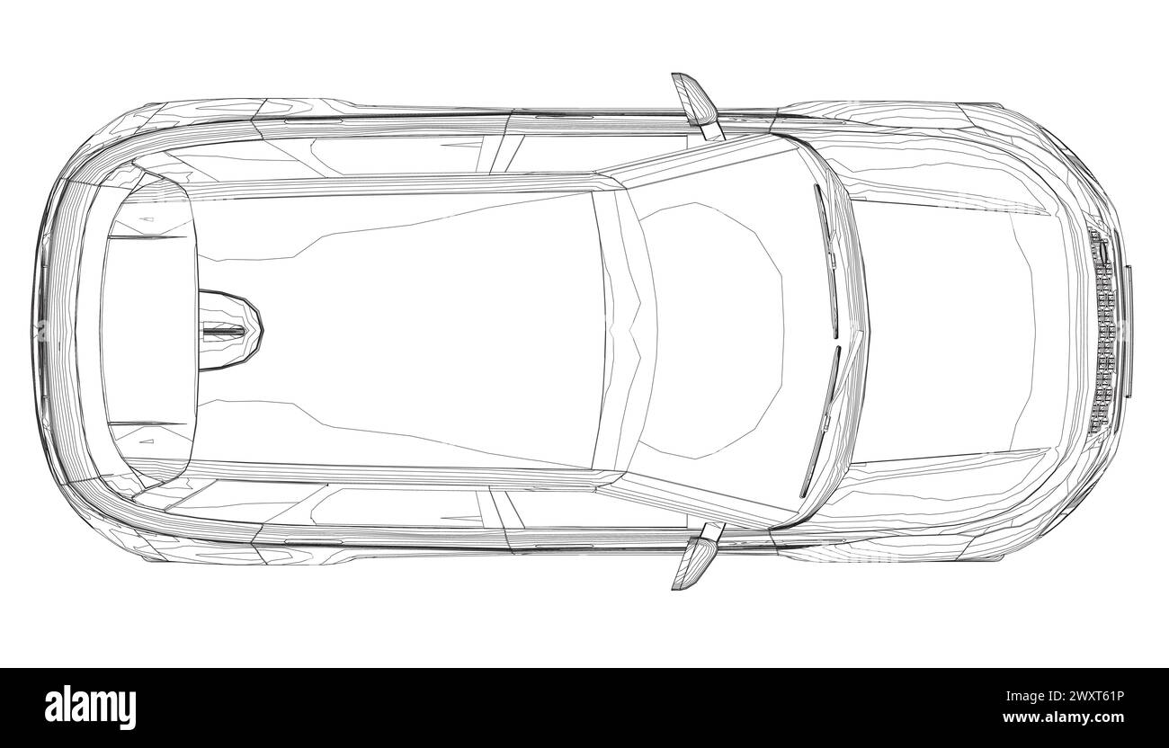 Modern SUV car outline. Top view of contour crossover vehicle isolated ...