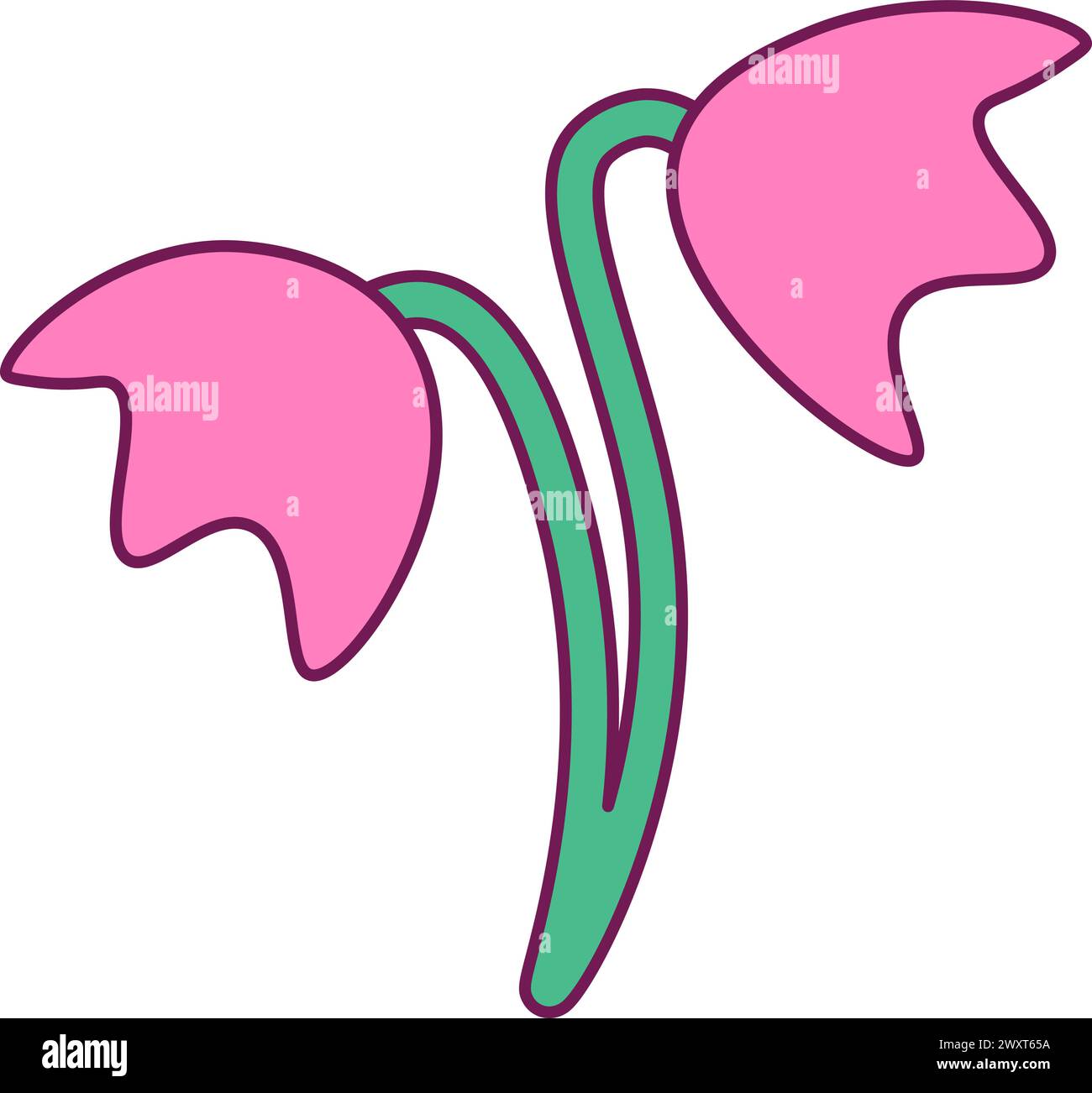 Inflorescence of pink spring bells on thin stems. Bright illustration ...