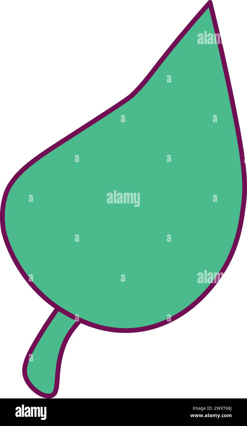 Green young leaf drawn by child. Bright childish careless illustration ...