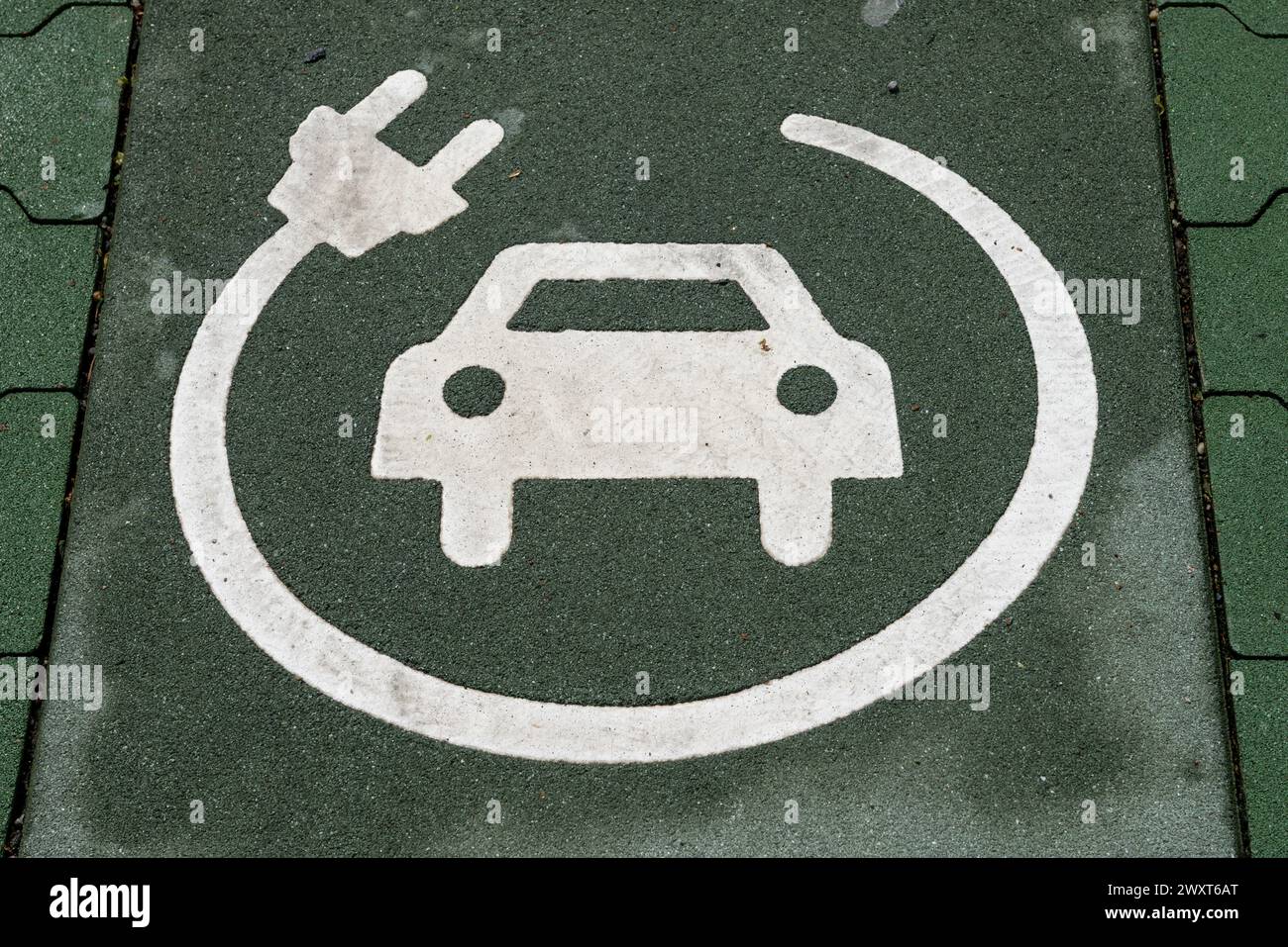 electric car, charging station is indicated by the car symbol and ...