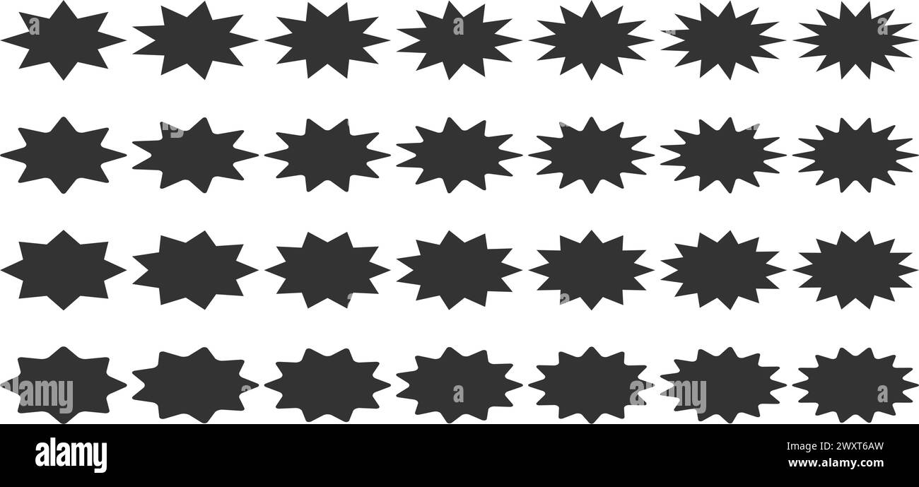 Collection of starburst badge label for sale promotion. Black ...