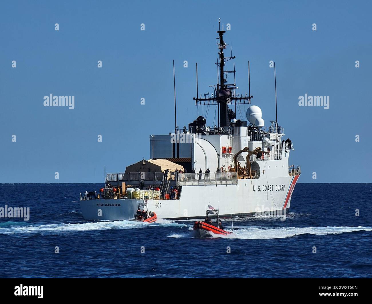 The crew of U.S. Coast Guard Cutter Escanaba (WMEC 907) conducts small ...