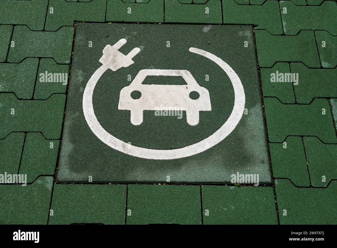electric car, charging station is indicated by the car symbol and ...