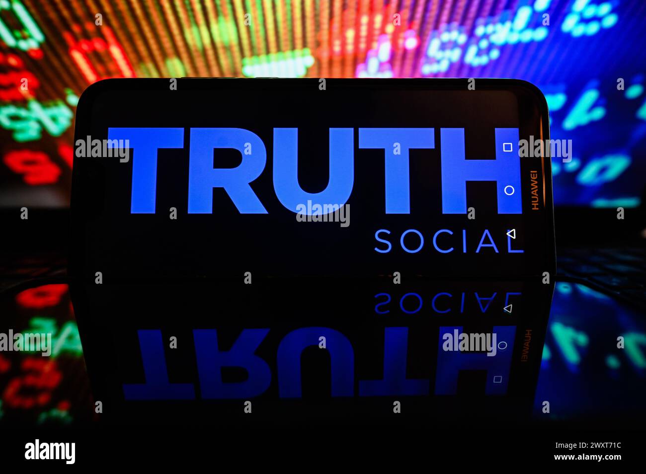 Poland. 02nd Apr, 2024. In this photo illustration, a Truth Social logo ...