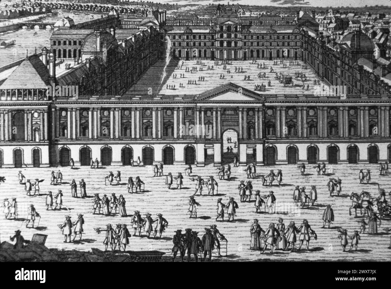 The Louvre in the 17th century, France illustration Stock Photo - Alamy