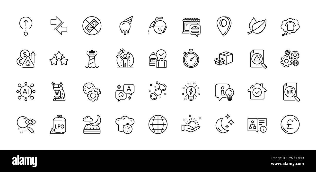 Night mattress, Timer and Cooking timer line icons pack. For web app ...