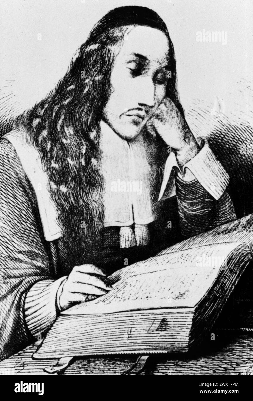 Portrait of Dutch philosopher Baruch Spinoza, illustration, 17th ...