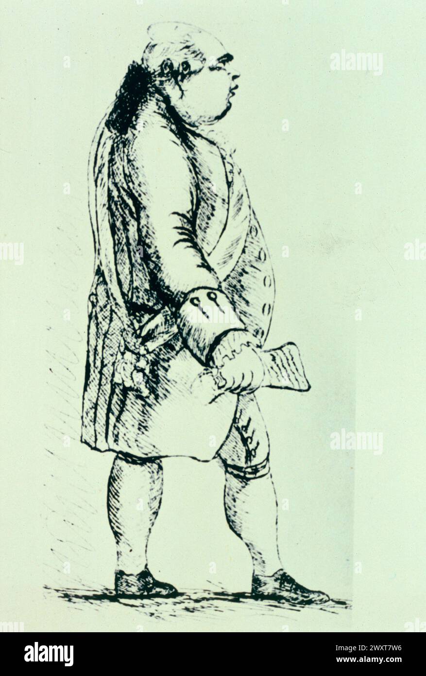 Lord Frederick North, PM of England, caricature by J. Sayers, 18th ...