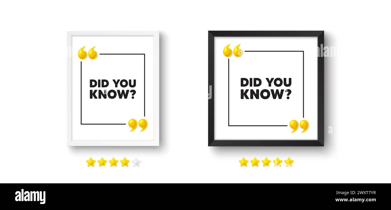 Did you know tag. Special offer question sign. Photo frame with 3d ...