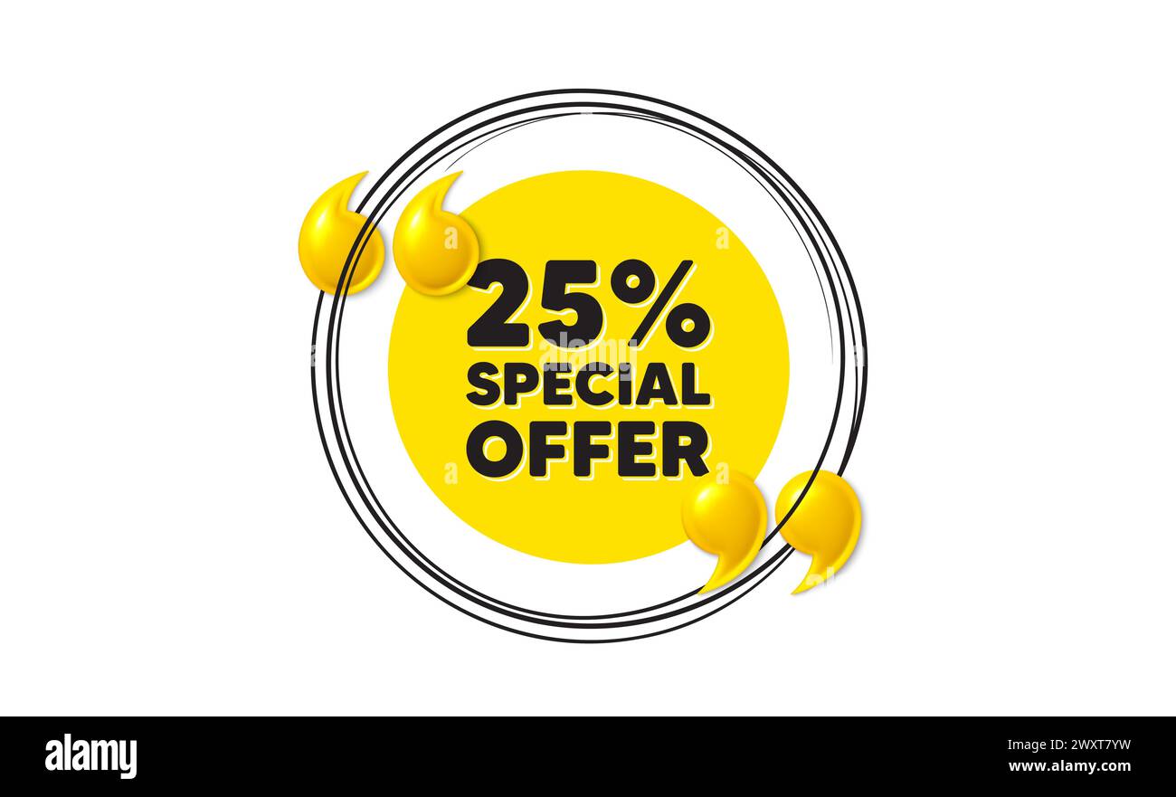 25 percent discount offer. Sale price promo sign. Hand drawn round ...