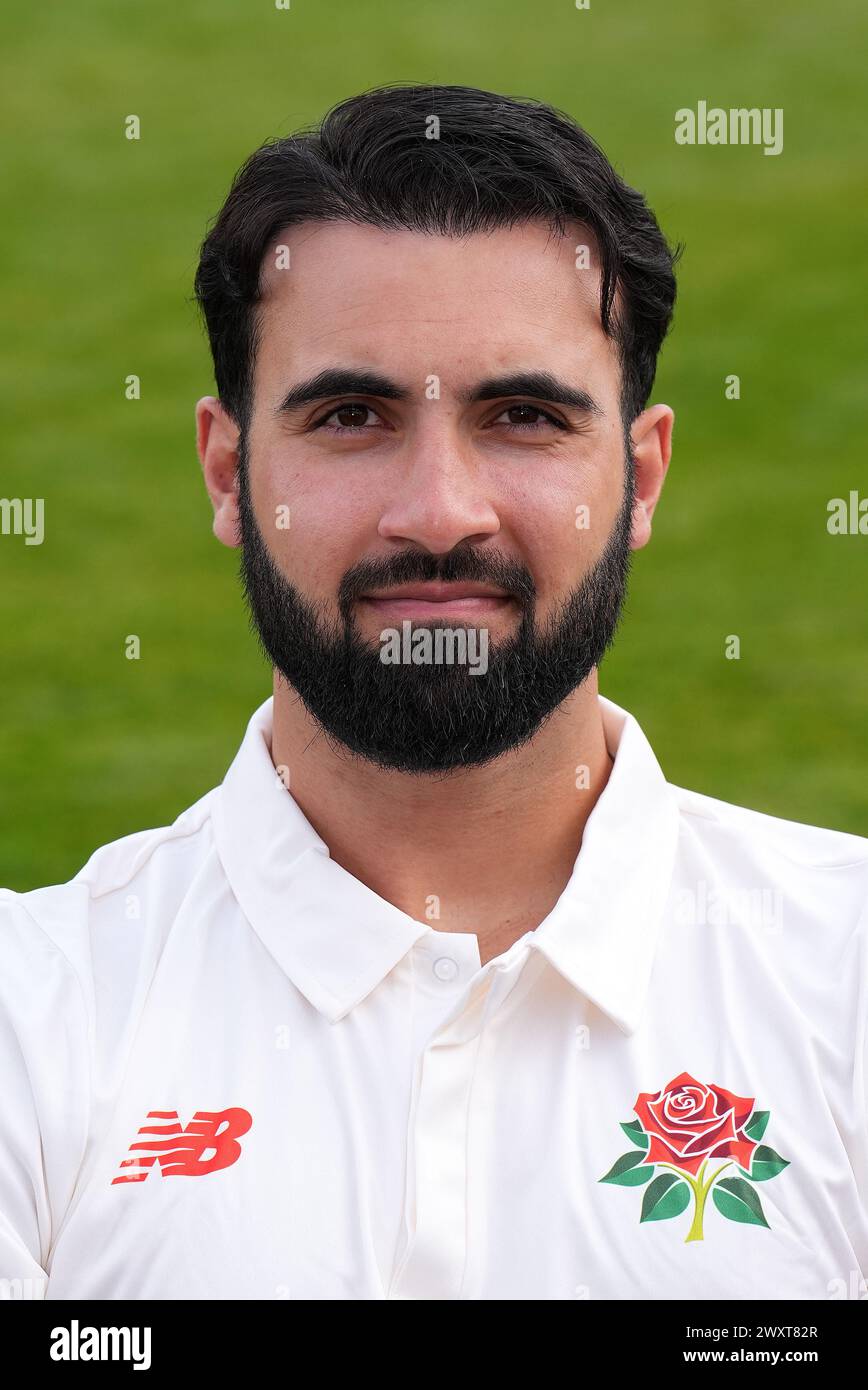 Lancashire's Saqib Mahmood poses for a photograph, during a media day ...