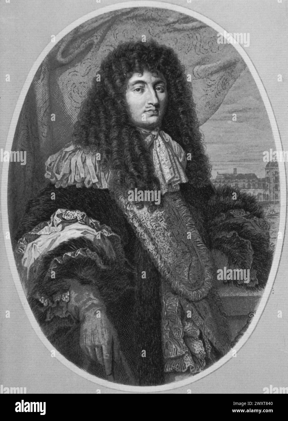 King Louis XIV of France, engraving after a painting by French artist Philippe de Champagne ...
