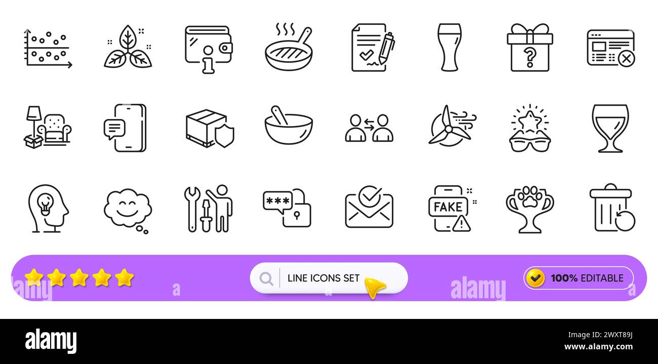Lock, Reject web and Cooking mix line icons for web app. Pictogram icon. Line icons. Vector ...