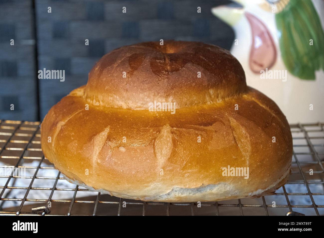 fresh home made bread cottage core traditional cottage loaf Stock Photo ...