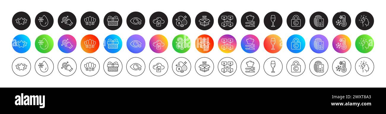 Myopia, Qr code and Card line icons. For web app, printing. Round icon buttons. Vector Stock ...