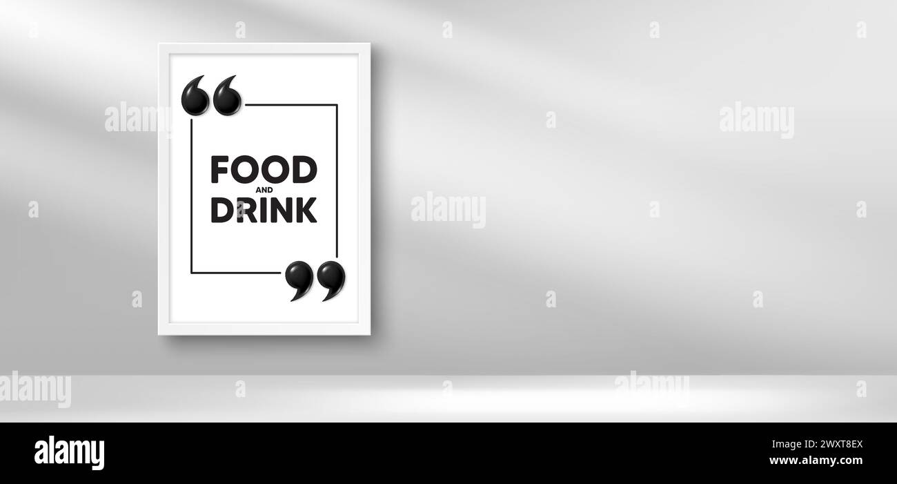 Food and Drink tag. Kitchen food offer. Photo frame banner. Vector ...