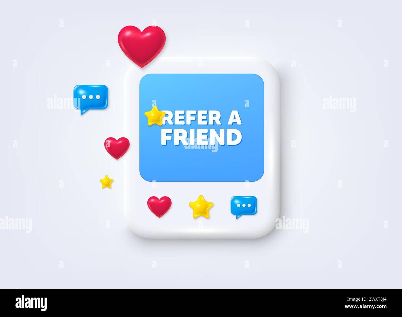 Refer a friend symbol. Referral program sign. Social media post 3d ...