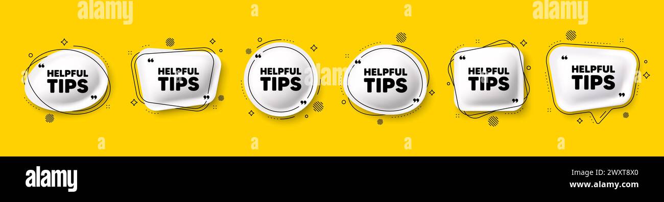 Helpful tips symbol. Education faq sign. Speech bubble 3d icons set ...