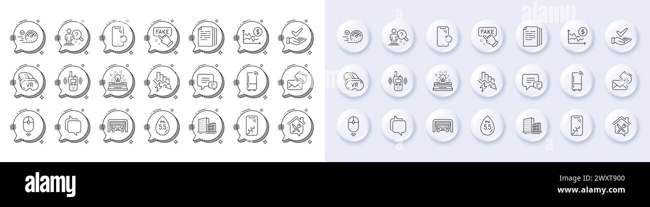 Transmitter, Messenger and Smartphone broken line icons. For web app, printing. Line icons ...