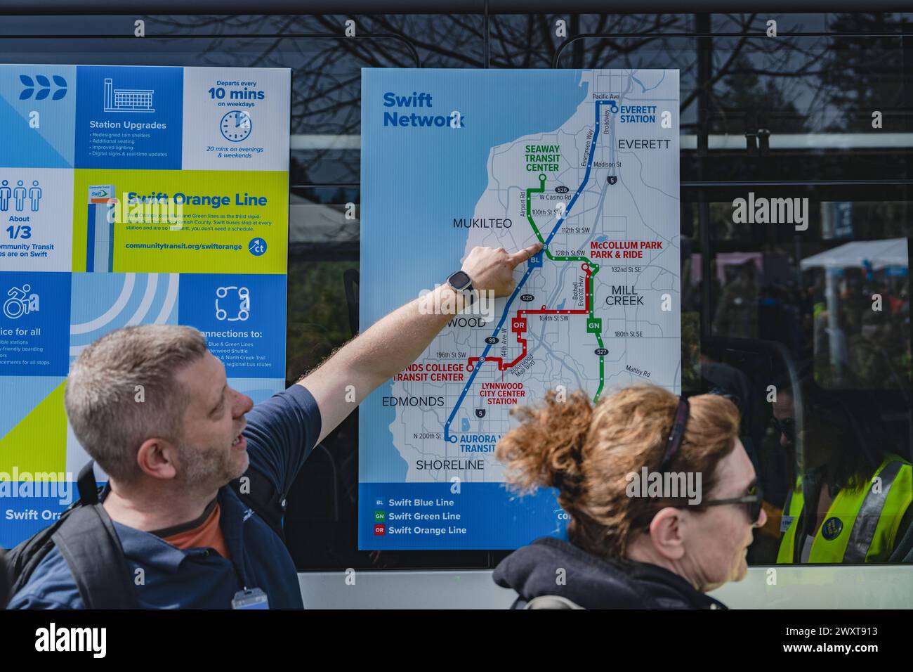 Edmonds, United States. 31st Mar, 2024. Local residents gather at Swift ...