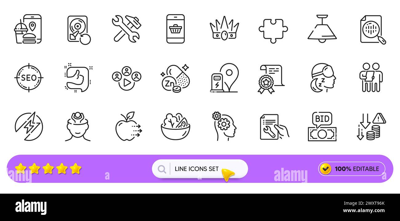Electric energy, Deflation and Analytics chart line icons for web app ...