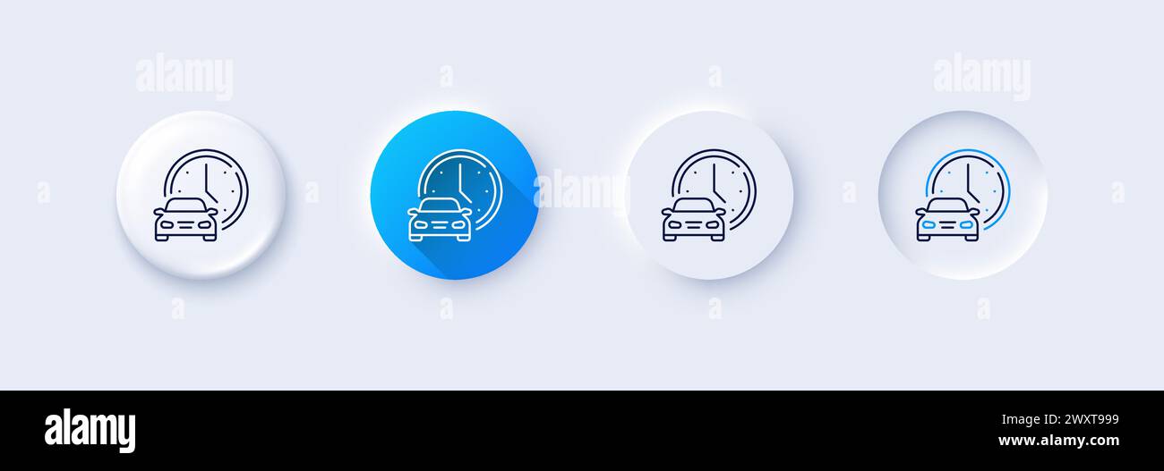 Book car line icon. Rental time service sign. Line icons. Vector Stock ...