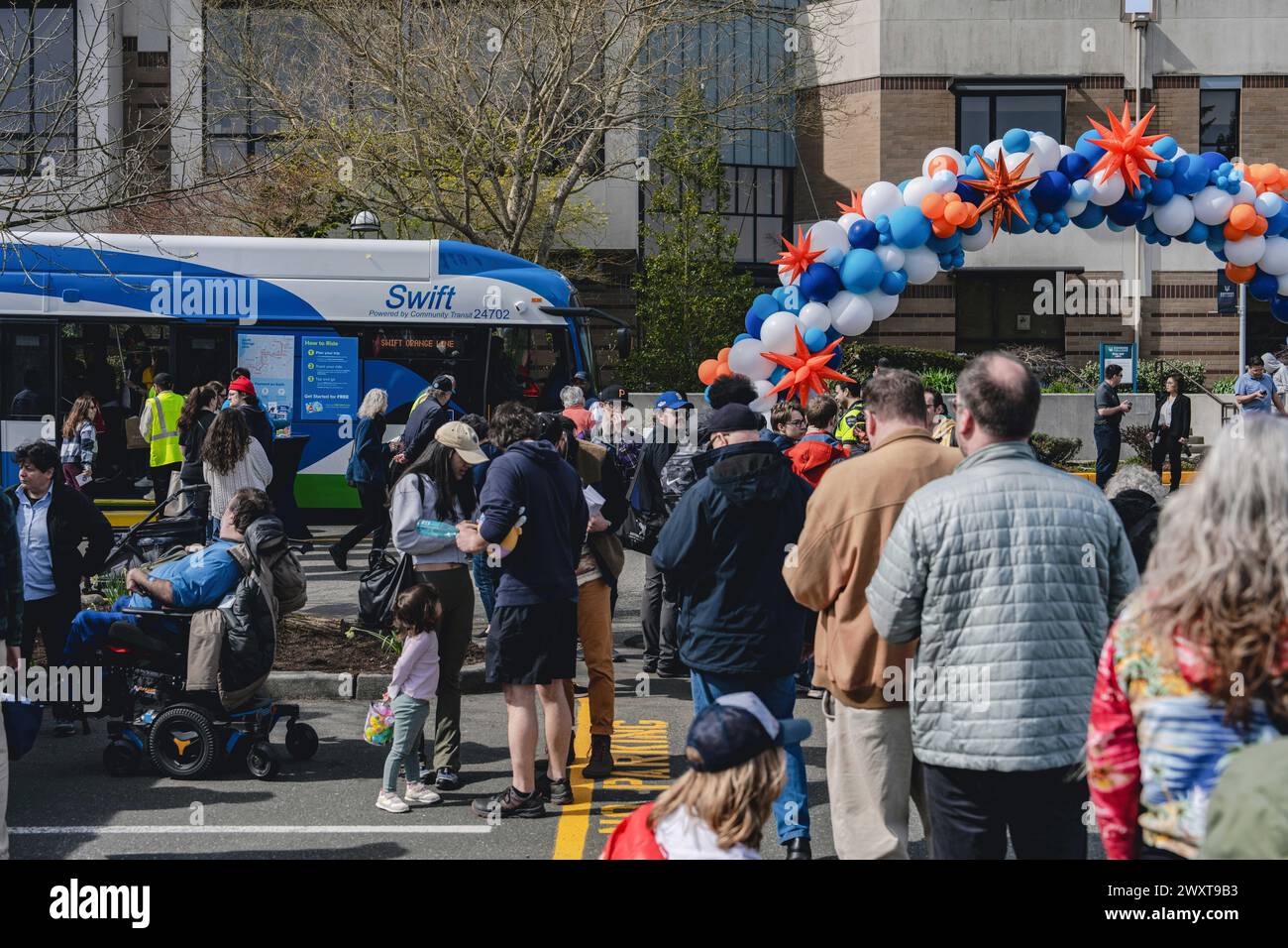 March 31, 2024, Edmonds, Washington, United States: Residents gather at ...