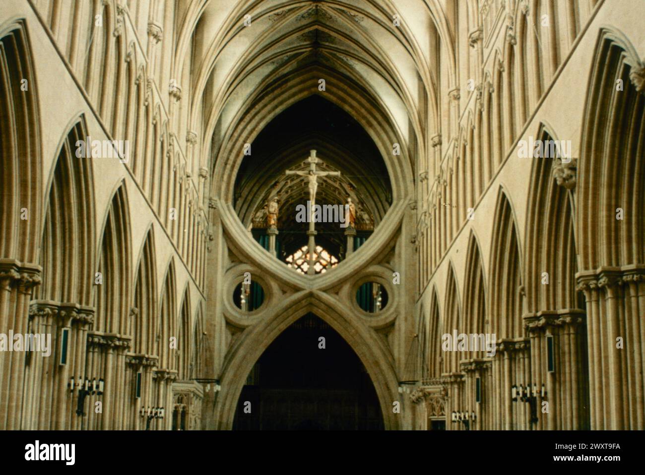 Cross arches of the Cathedral, Wells, England 1980s Stock Photo - Alamy