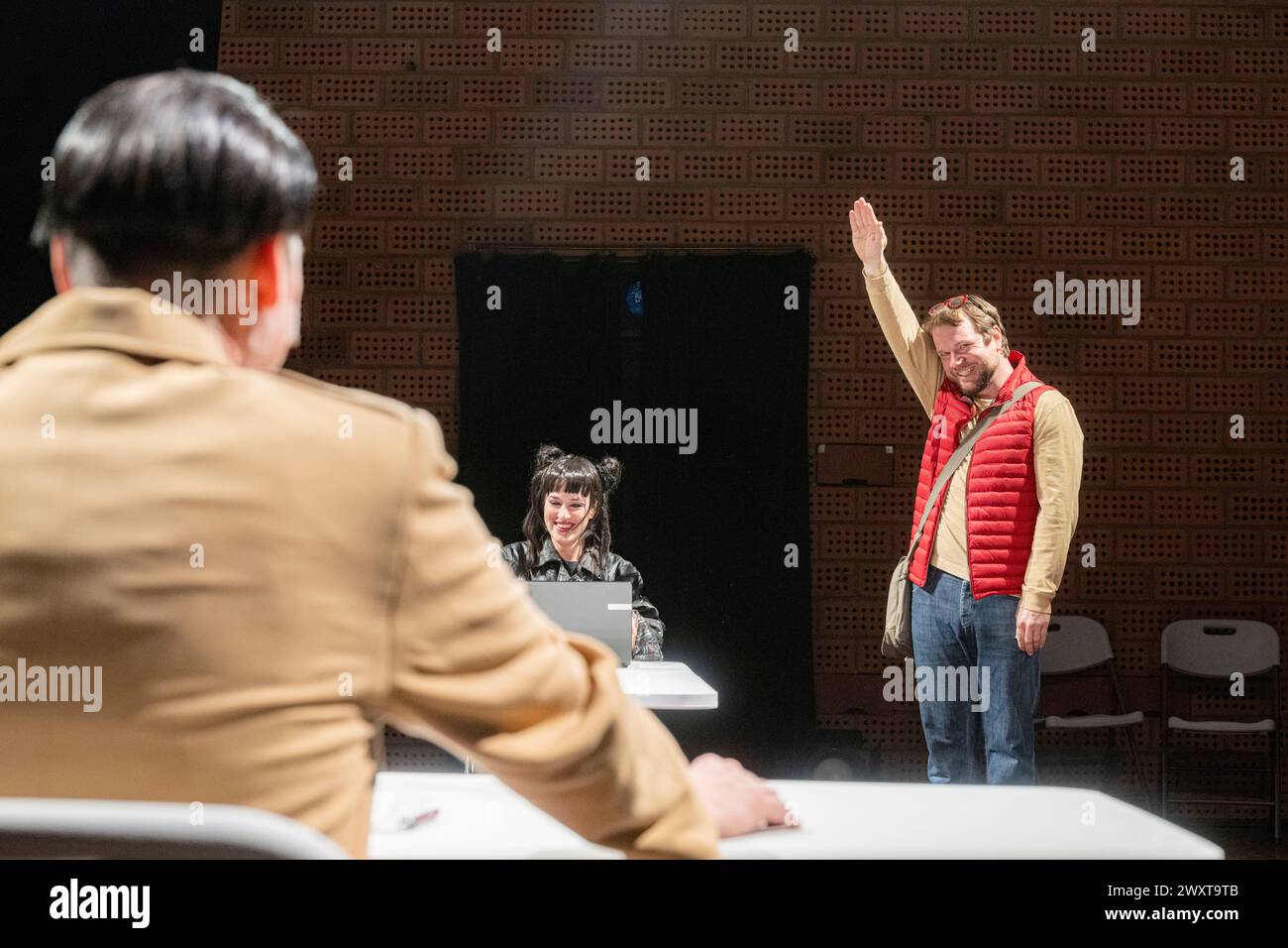 Liberec, Czech Republic. 02nd Apr, 2024. From left actors Zdenek Kupka ...