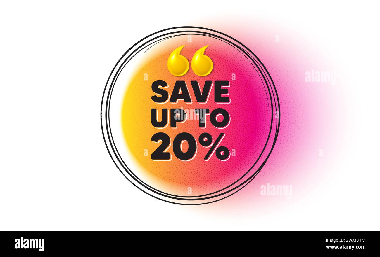 Save up to 20 percent. Discount Sale offer price sign. Hand drawn round ...