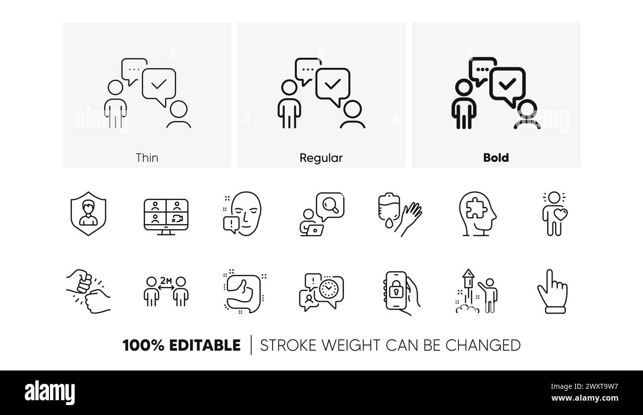 Time management, Inspect and Video conference line icons. For web app, printing. Line icons ...