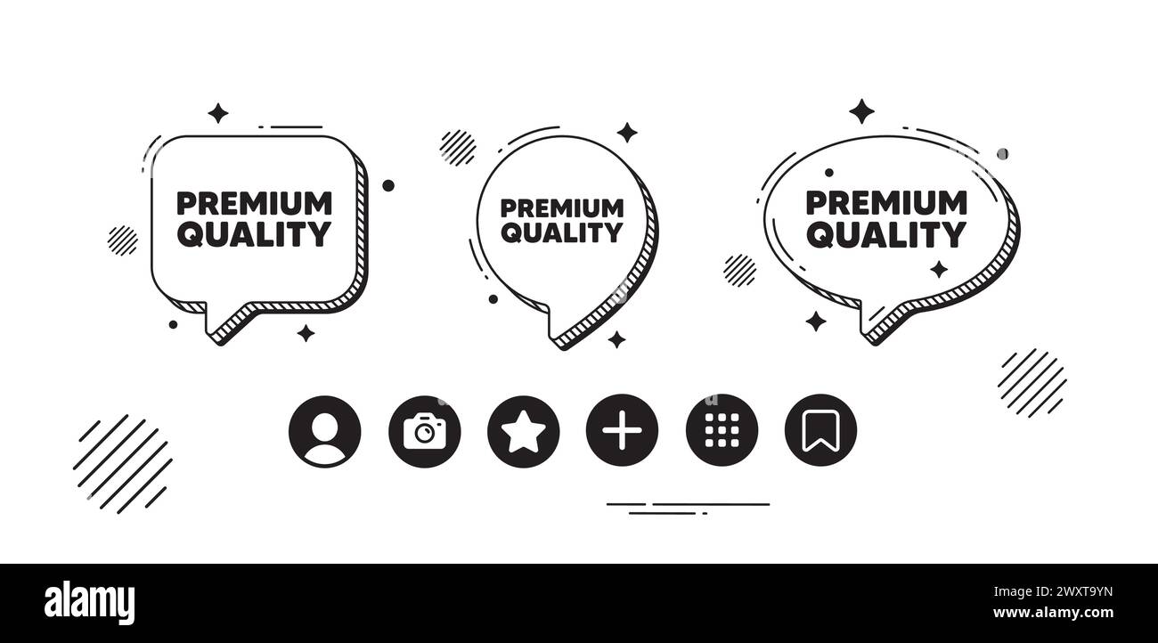 Premium quality tag. High product sign. Speech bubble offer icons ...