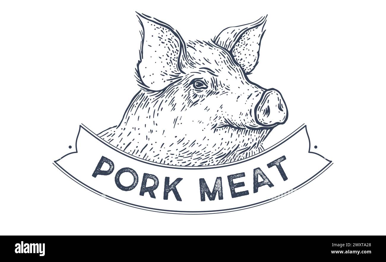 Pork, pig head, meat tag label Stock Vector Image & Art - Alamy
