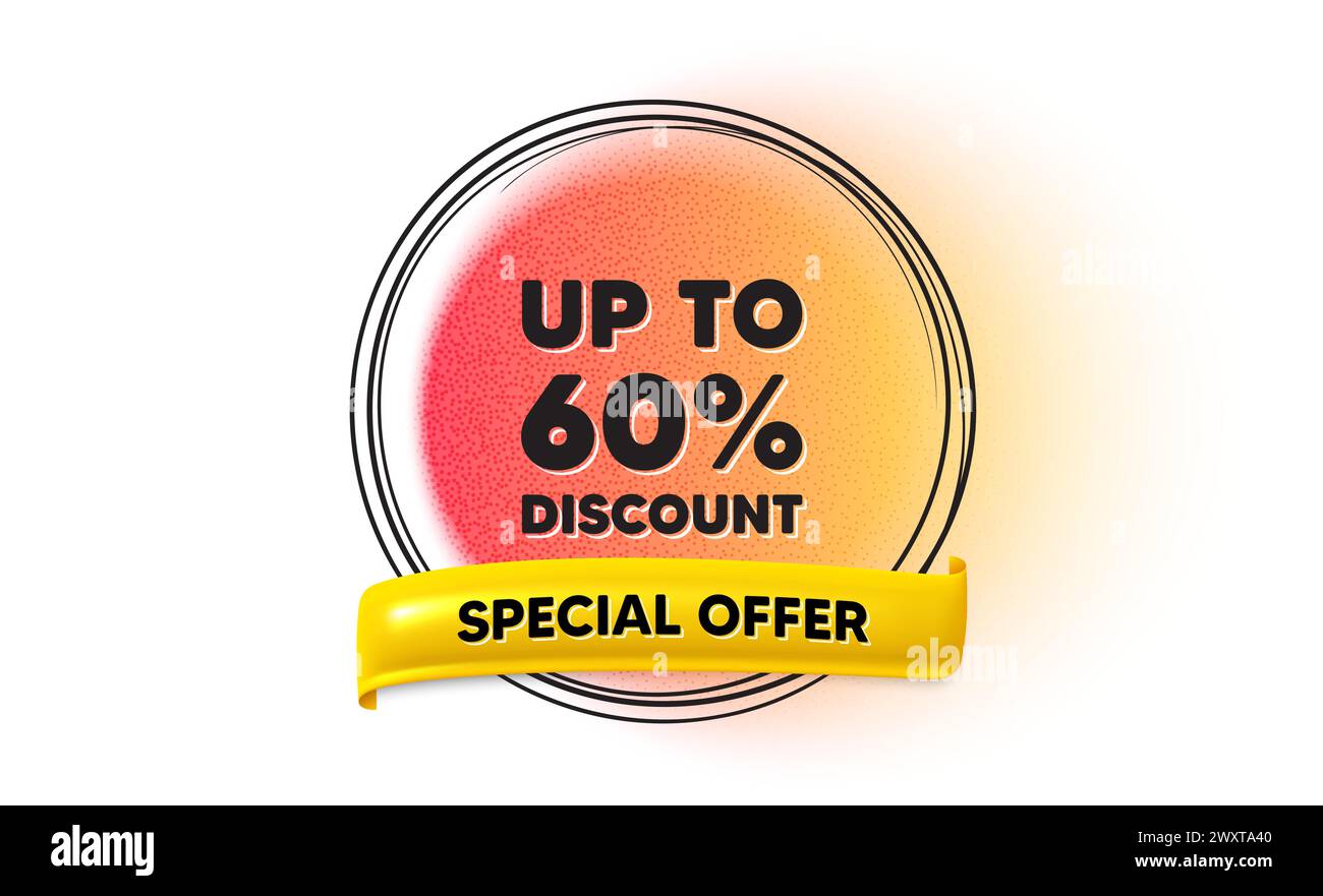 Up to 60 percent discount. Sale offer price sign. Hand drawn round ...