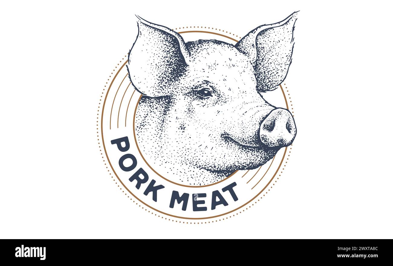Pork, pig head, meat tag label Stock Vector Image & Art - Alamy