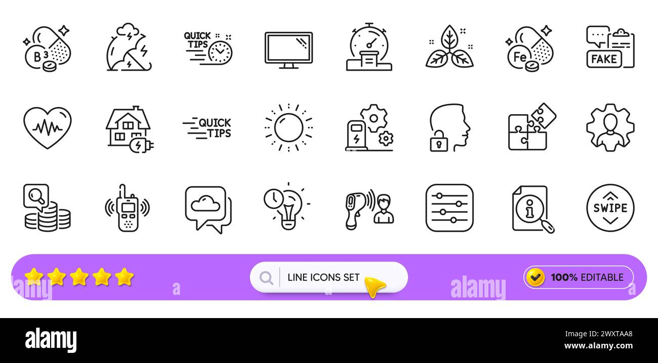 Heartbeat Stress Protection And Home Charging Line Icons For Web App Pictogram Icon Line