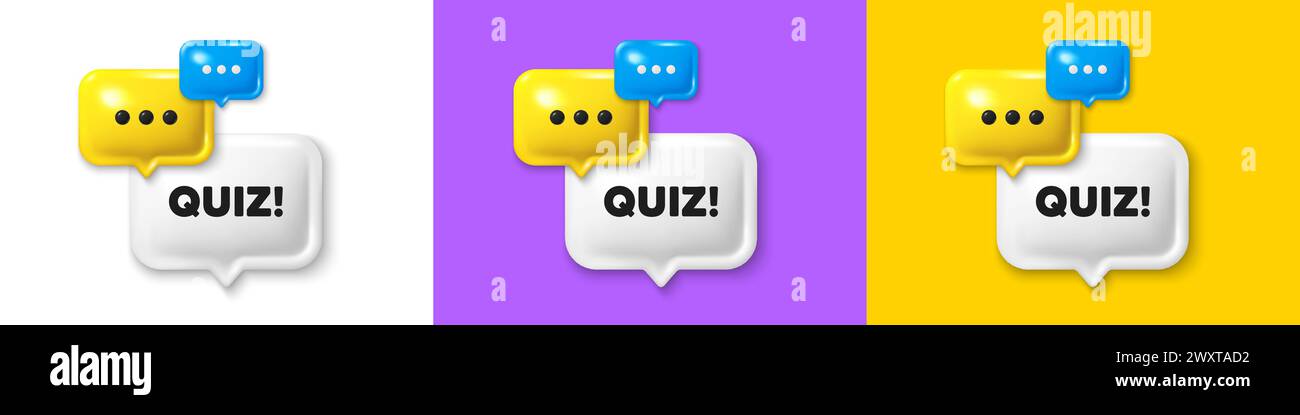Quiz symbol. Answer question sign. Chat speech bubble 3d icons. Vector ...