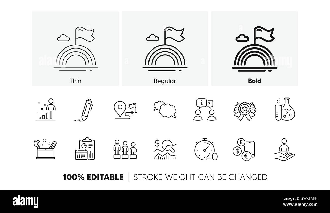 Timer, Equality and Messenger line icons. For web app, printing. Line icons. Vector Stock Vector ...