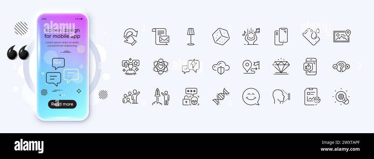Face Id Rotation Gesture And Smartphone Waterproof Line Icons For Web App Pictogram Icon