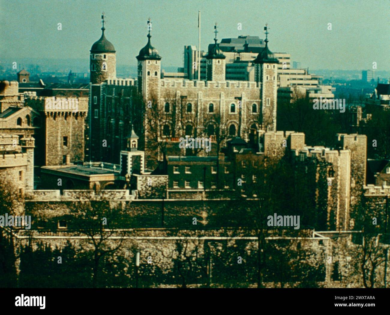View of the Tower of London, England 1980s Stock Photo - Alamy