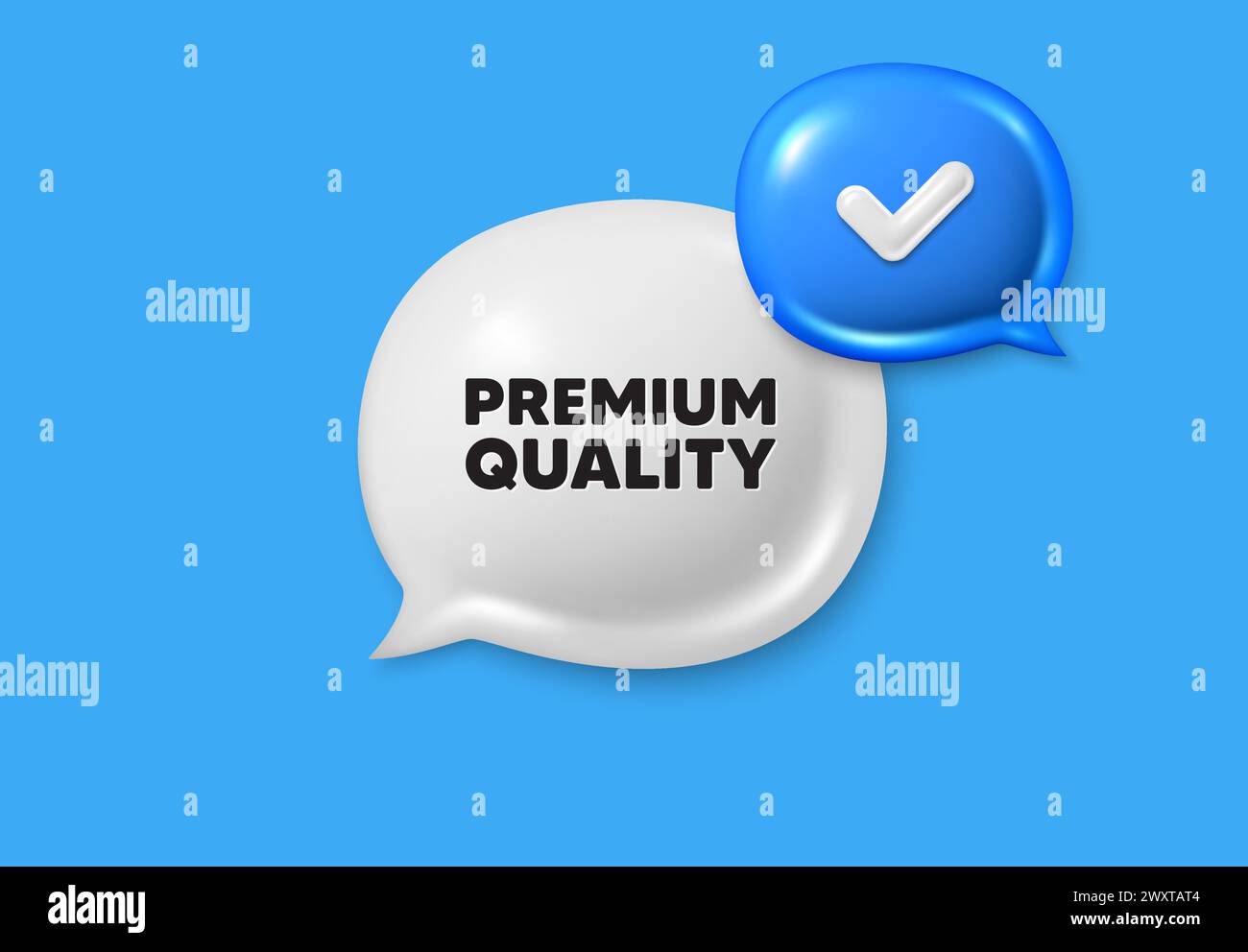 Premium quality tag. High product sign. Text box speech bubble 3d icons ...