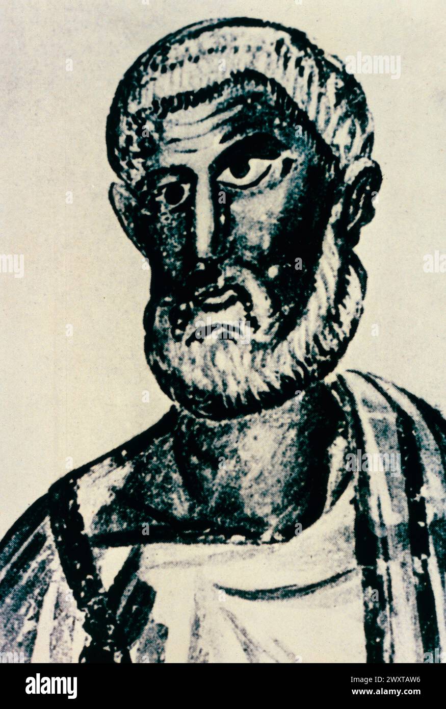Portrait of St Peter, ancient wallpainting from the catacombs, Rome ...