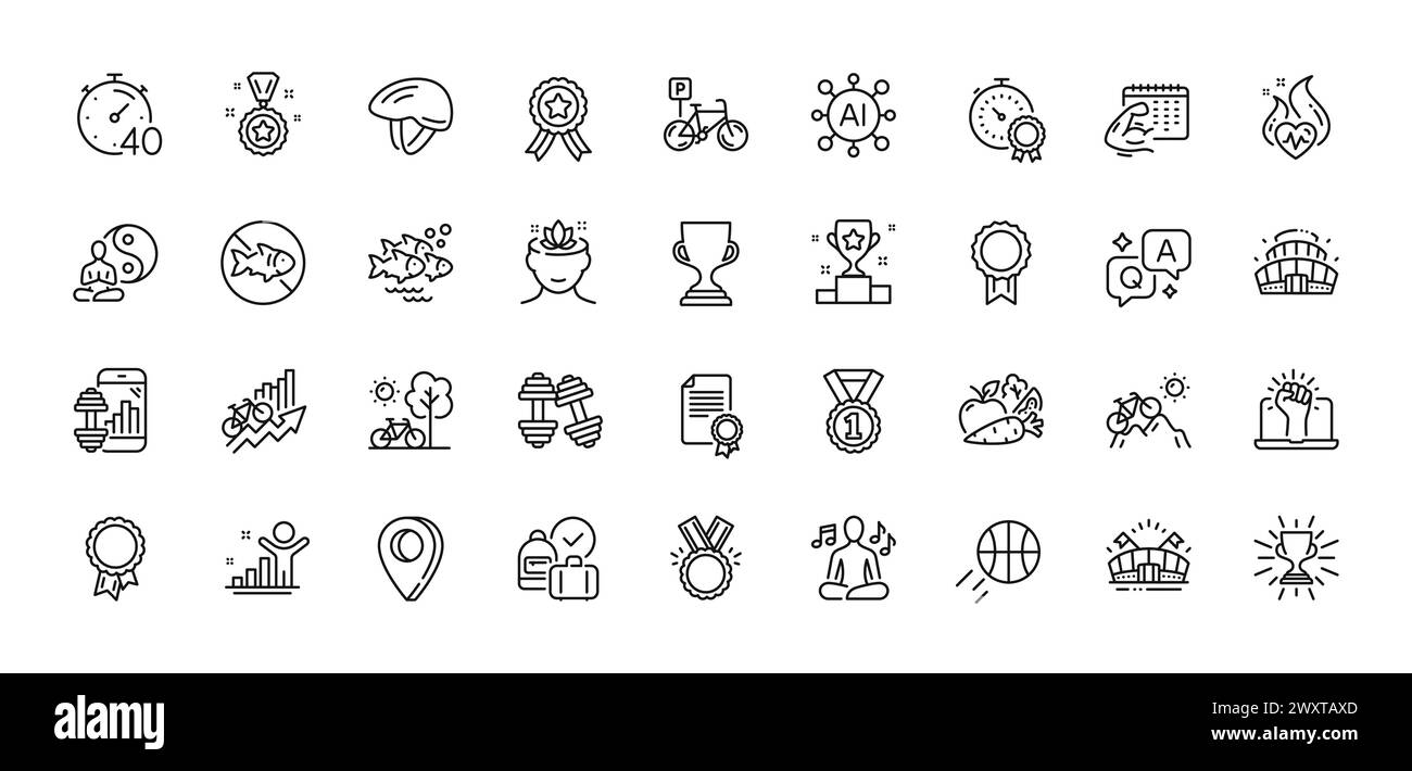 Honor, Timer and Best rank line icons pack. For web app. Line icons ...