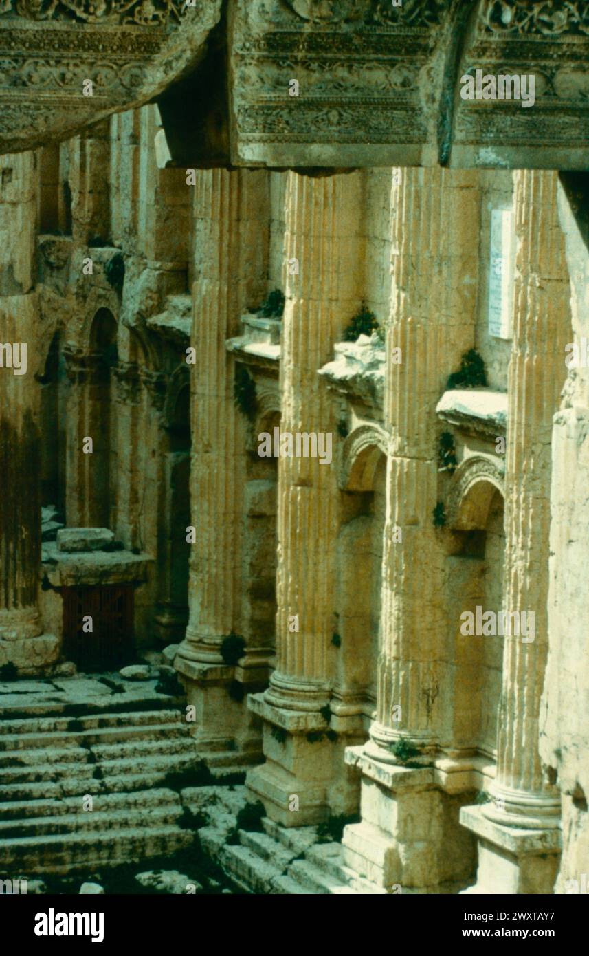 Interior view of the Temple of Bacchus at Baalbek, Lebanon 1980s Stock ...