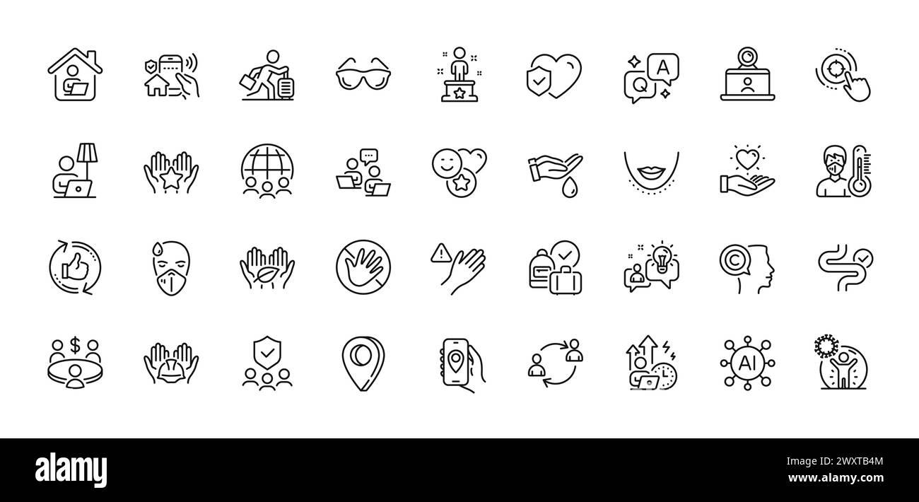 Success, Smile and Dont touch line icons pack. For web app. Line icons ...