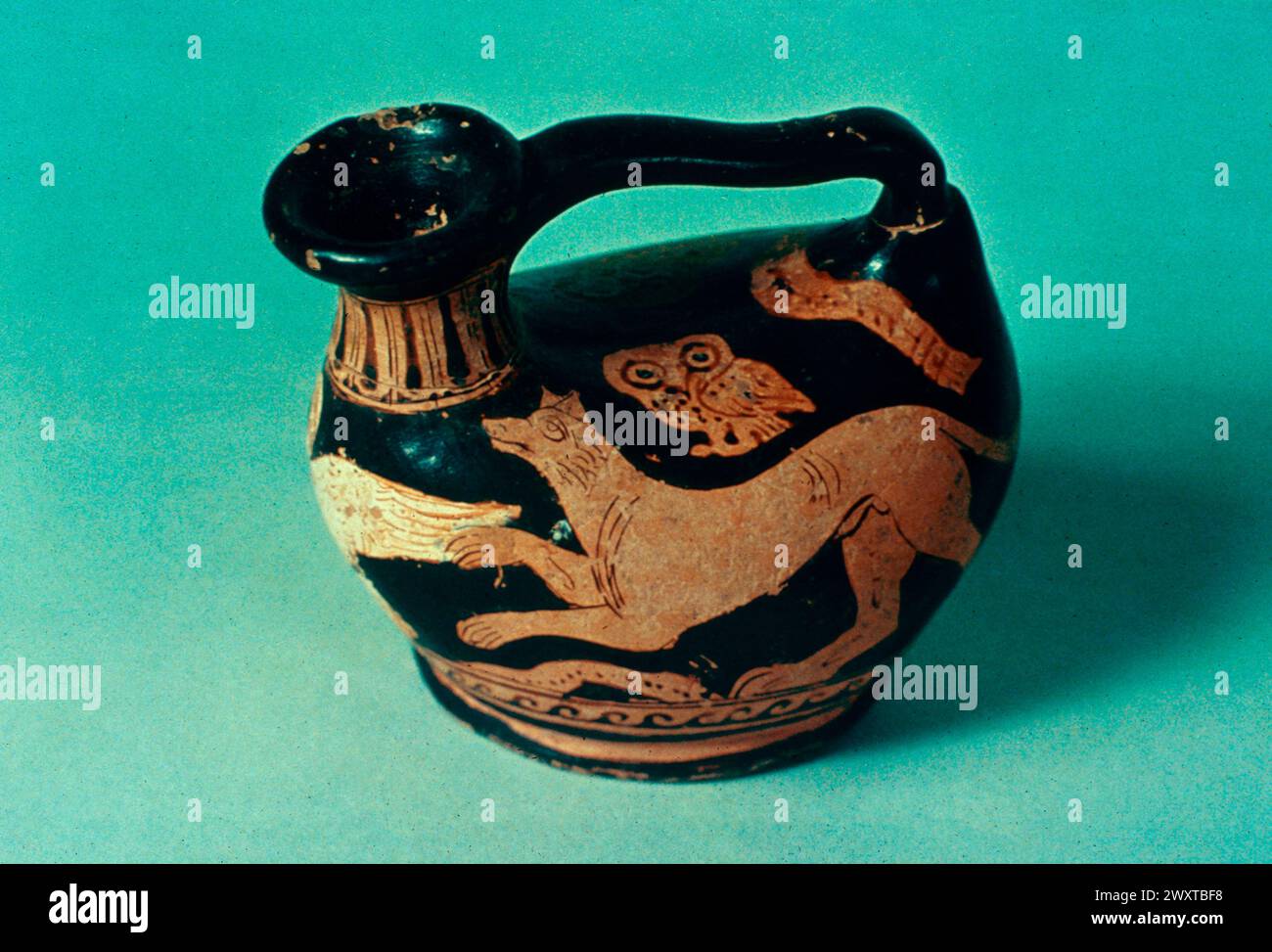 Ancient Greek terracotta painted lamp feeder, Greece 400 BC Stock Photo ...