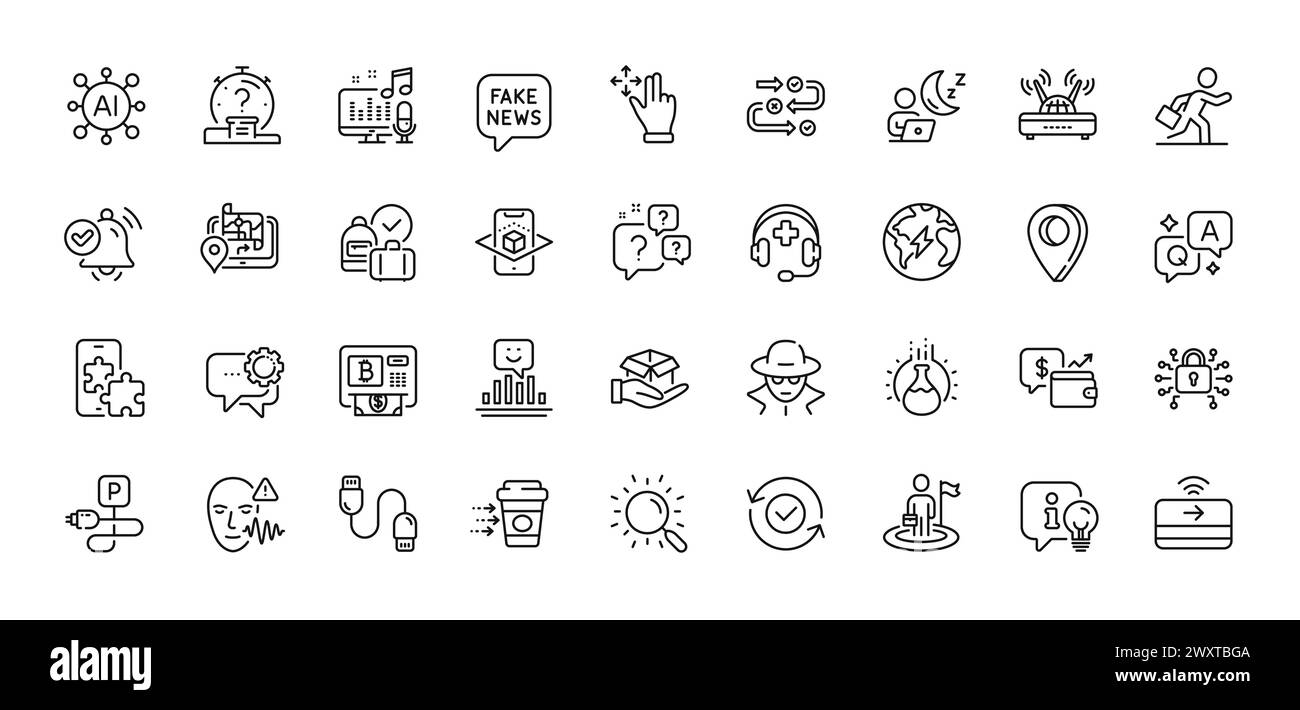 Coffee delivery, Lamp and Notification received line icons pack. For ...