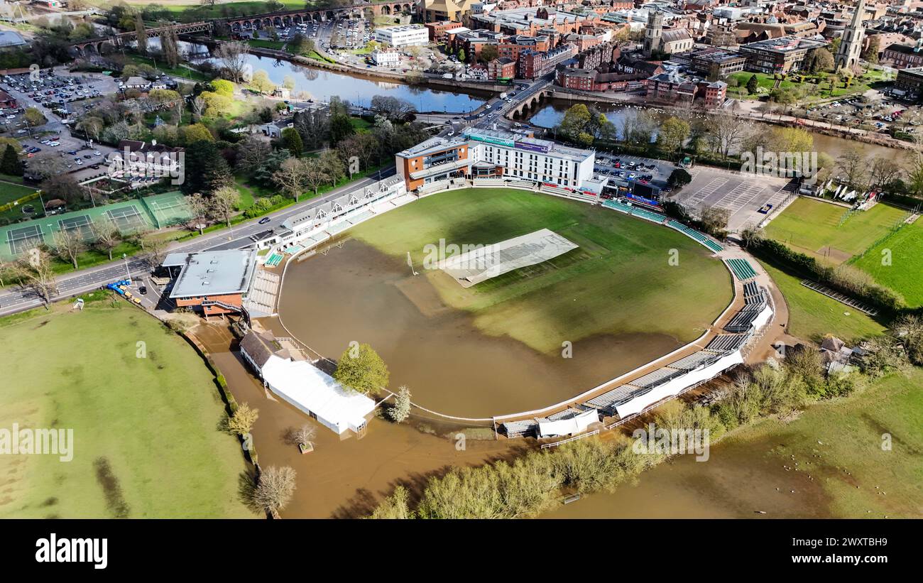 A general view of New Road, home of Worcestershire County Cricket club ...