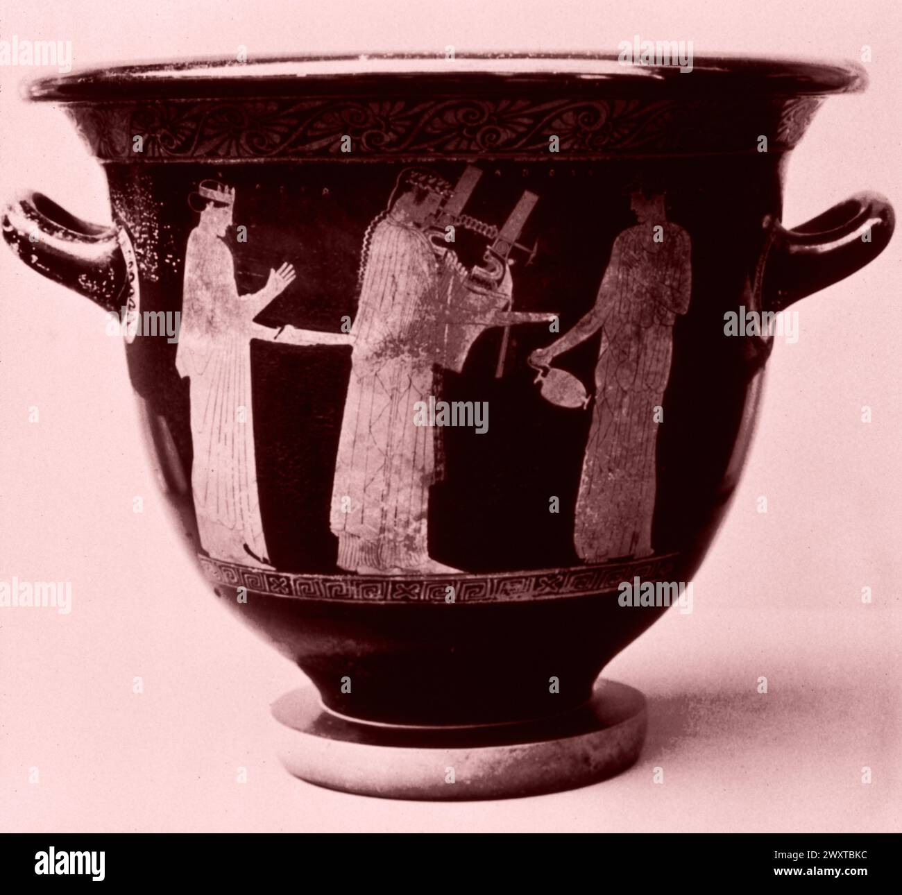 Leto, Apollo and Artemis, ancient Greek bell-krater, Greece 400 BC ...