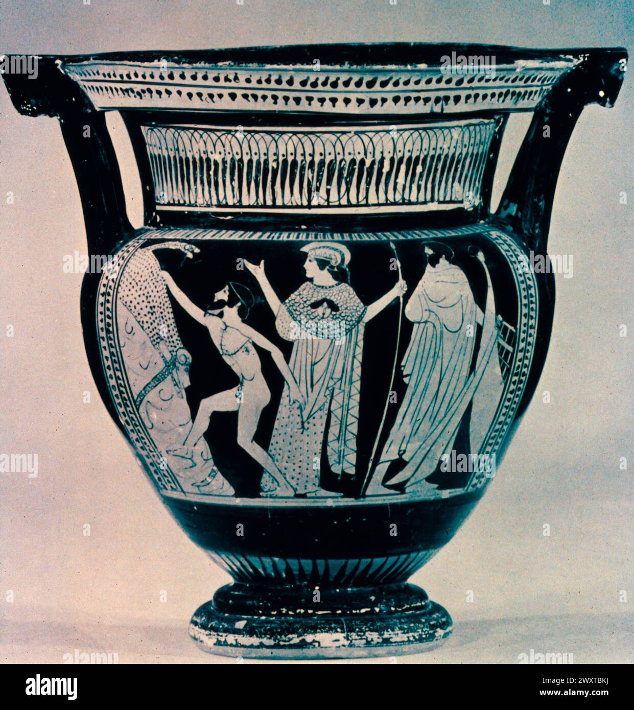 Jason grasps the golden fleece, ancient painted Greek vase, Greece 400 ...